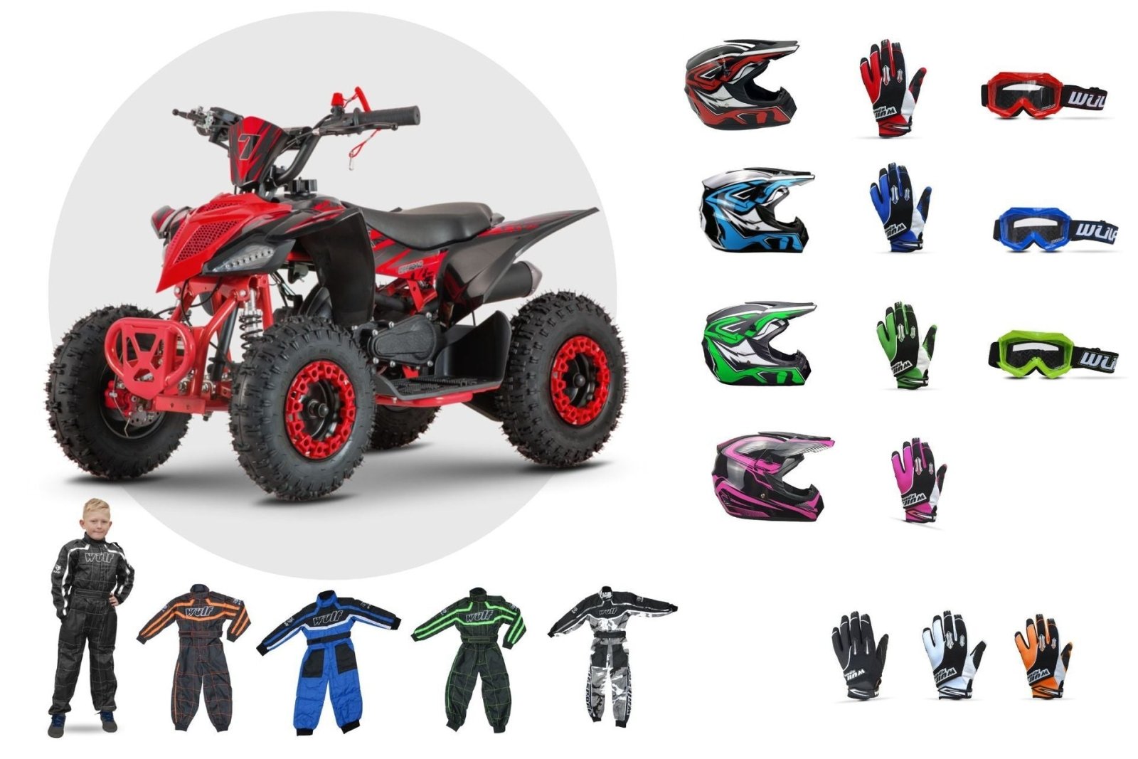 MINI KLF 50cc Racer-Pro Kids Elite 2025 Petrol Quad Bike Bundle: Youth ...
